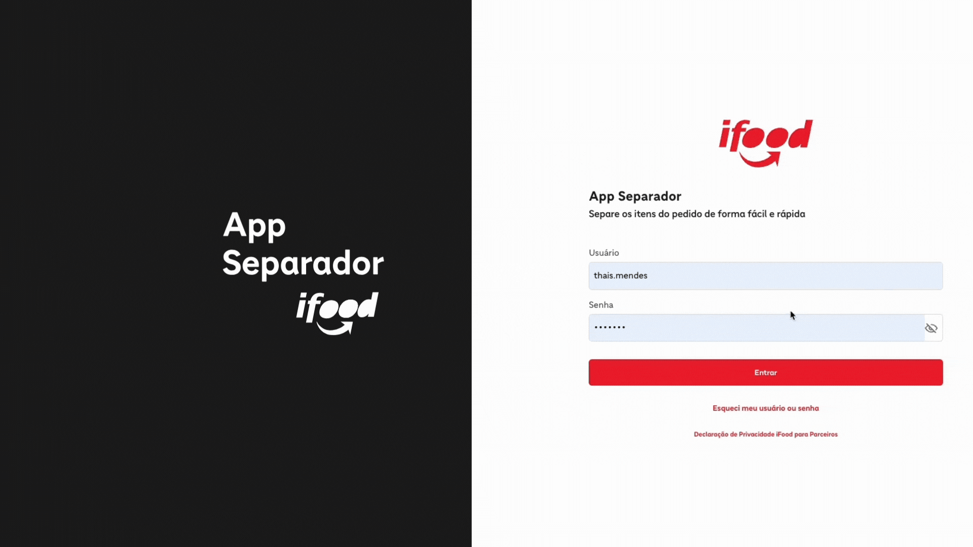 App Separador iFood