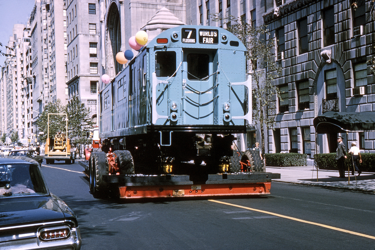 An R33 World's Fair subway car in the 1964 Labor Day Parade, New York ...