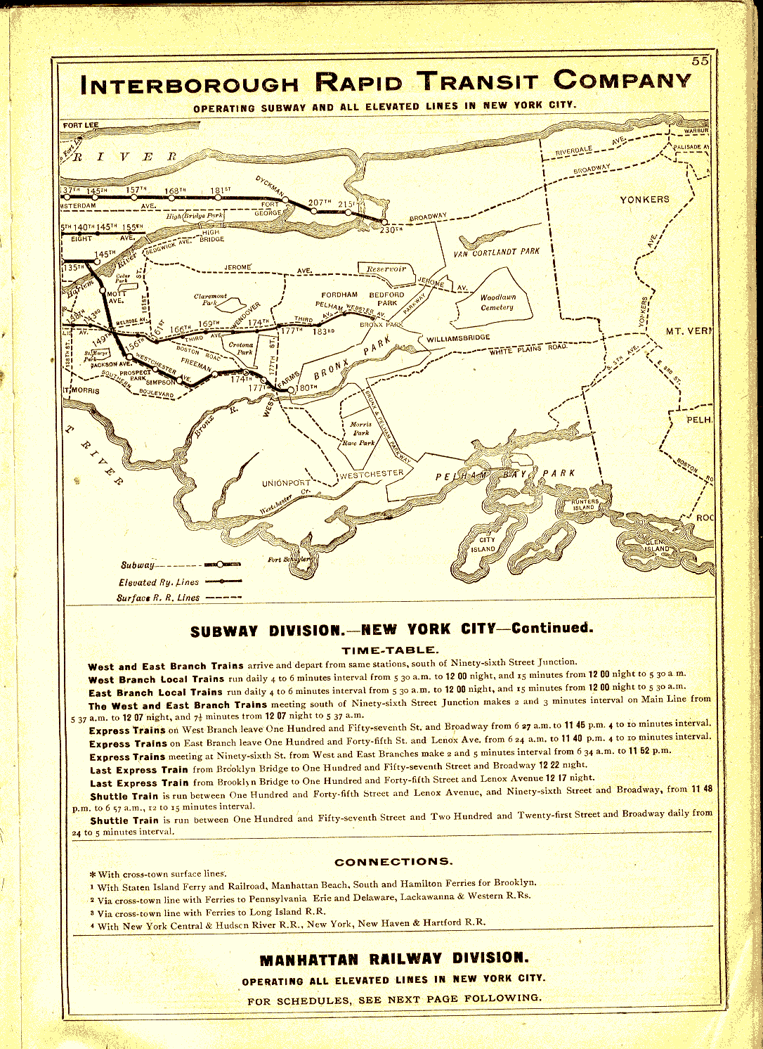 1906 Interborough Rapid Transit Company Subway and Elevated Lines ...