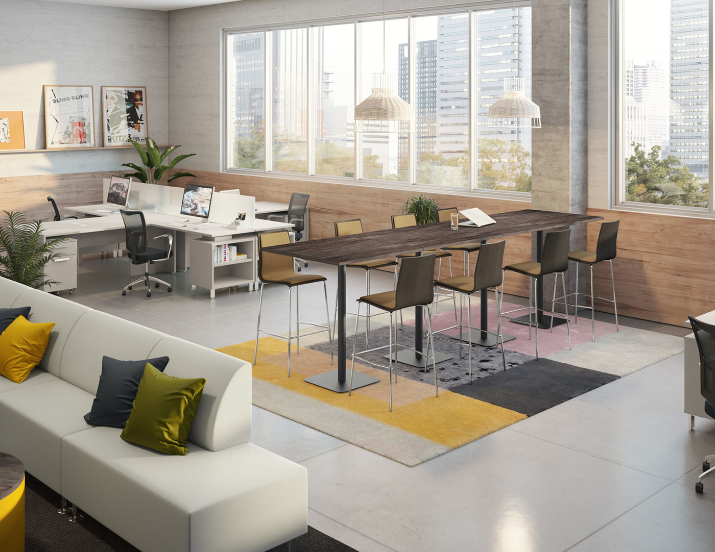 Lennox Table with Square Base and Rounded Corners by Logiflex - Oburo