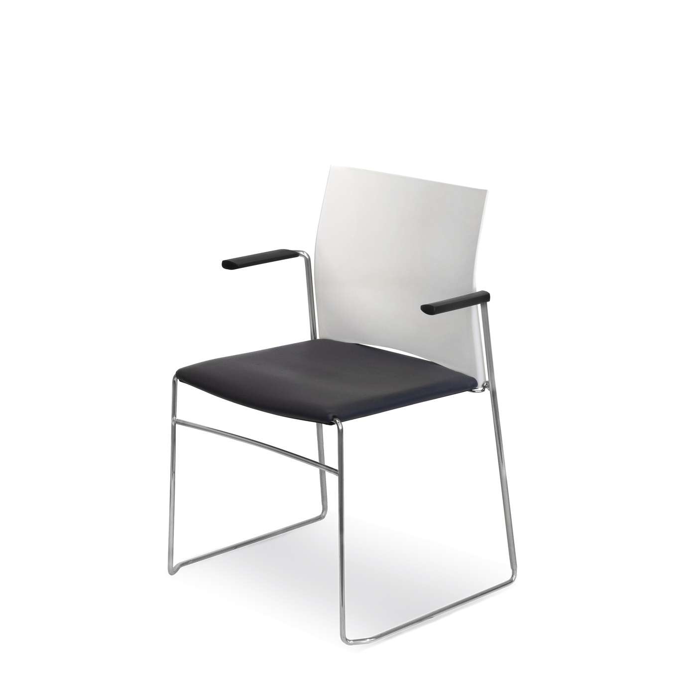 Stackable Vario chair with sled frame and armrests by Bouty - Oburo