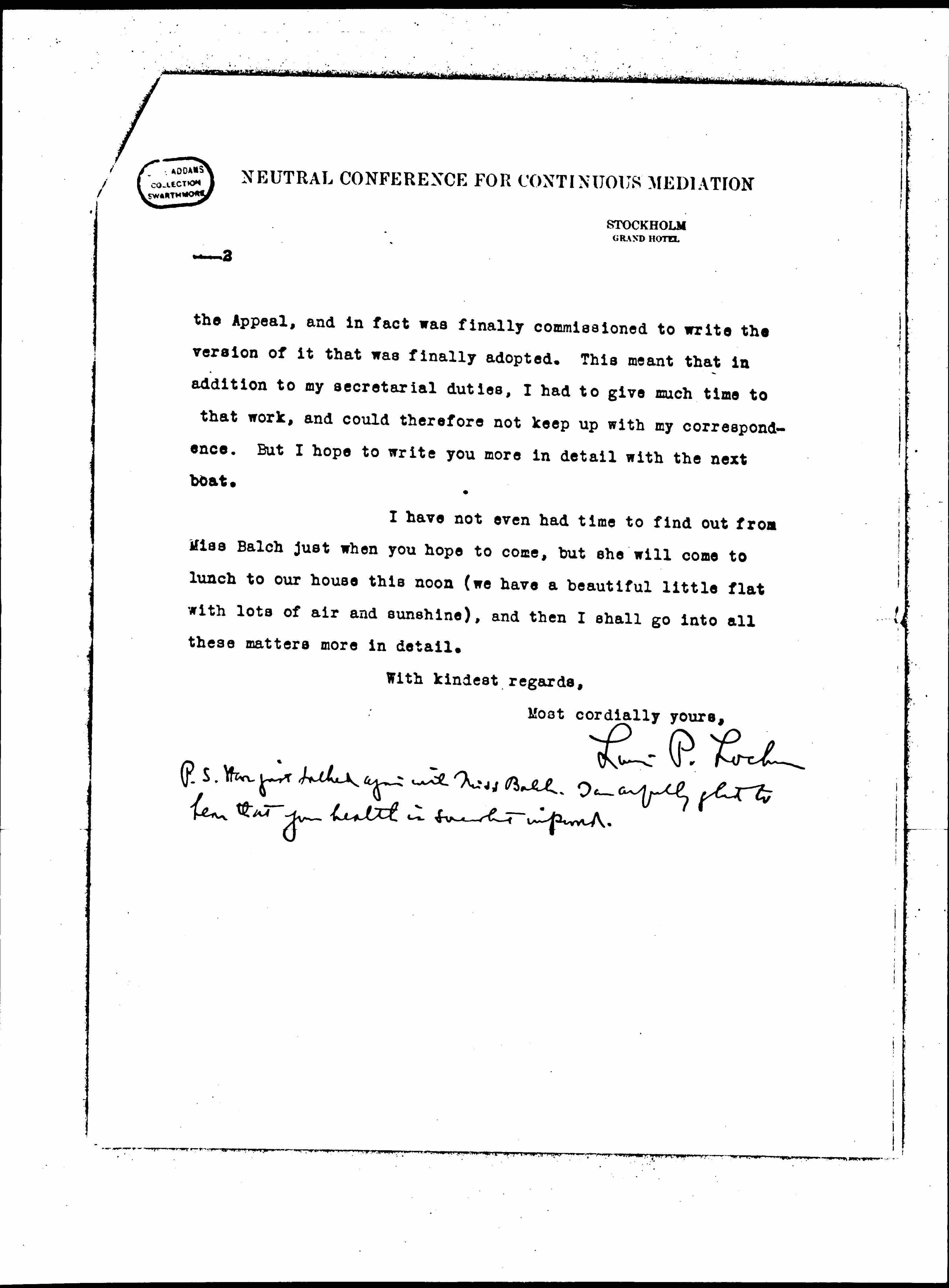 Louis Paul Lochner to Jane Addams, April 24, 1916 · Jane Addams Digital ...