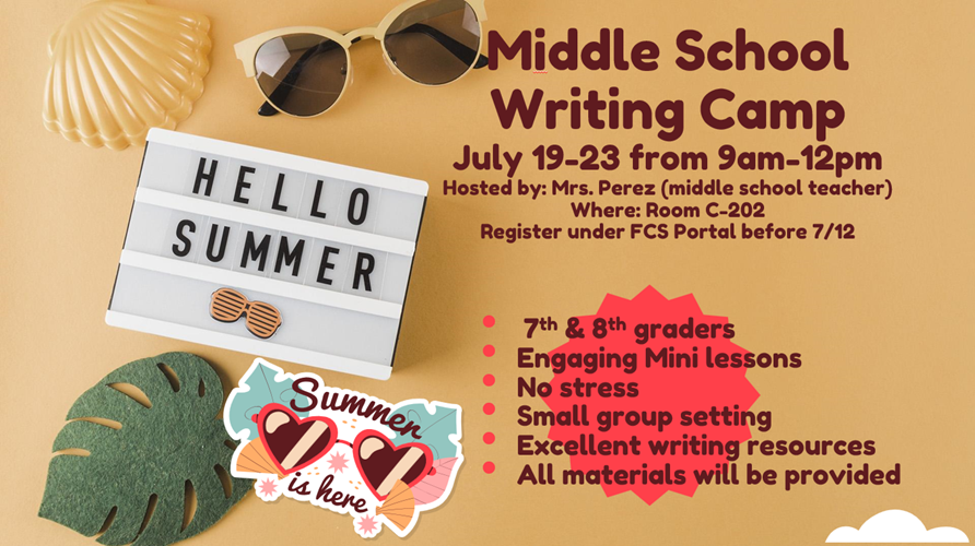 Summer Middle School 7th & 8th Grade Writing Camp | Florida Christian ...
