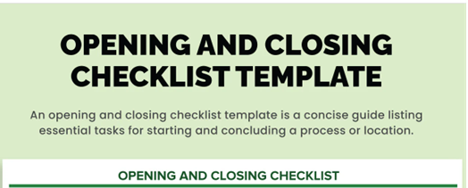 Opening and Closing Log | Next Dimension Family Worship Center