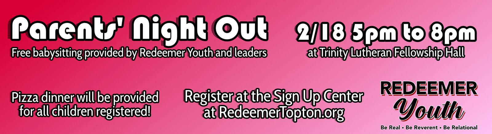Parents' Night Out | Redeemer Bible Fellowship Church