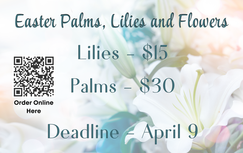 Order Form for 2025 Easter Palms, Lilies and Flowers | St. John's ...