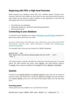 Beginning with PDO - a High-level Overview