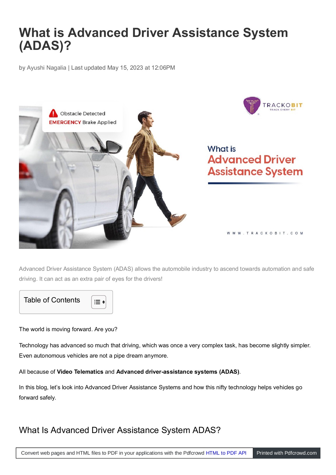 What is Advanced Driver Assistance System (ADAS)? - Trackobit GPS ...