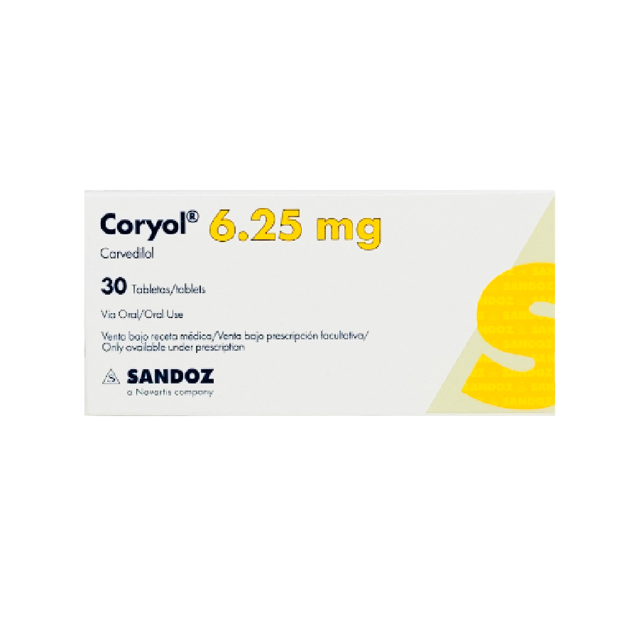 CORYOL 6.25 MG CAJA X 30 TAB (Precio x Unidad) - Super Farmacias Medco ...