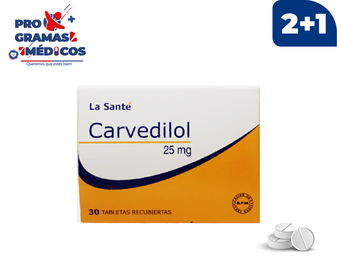 CARVEDILOL 25MG SANTE CJA X 30 TAB (Precio x Unidad) - Super Farmacias ...