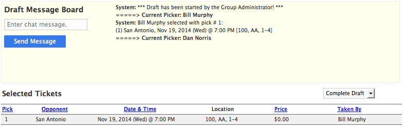 Sample Drafts | Draft Season Tickets | OnlineDraft