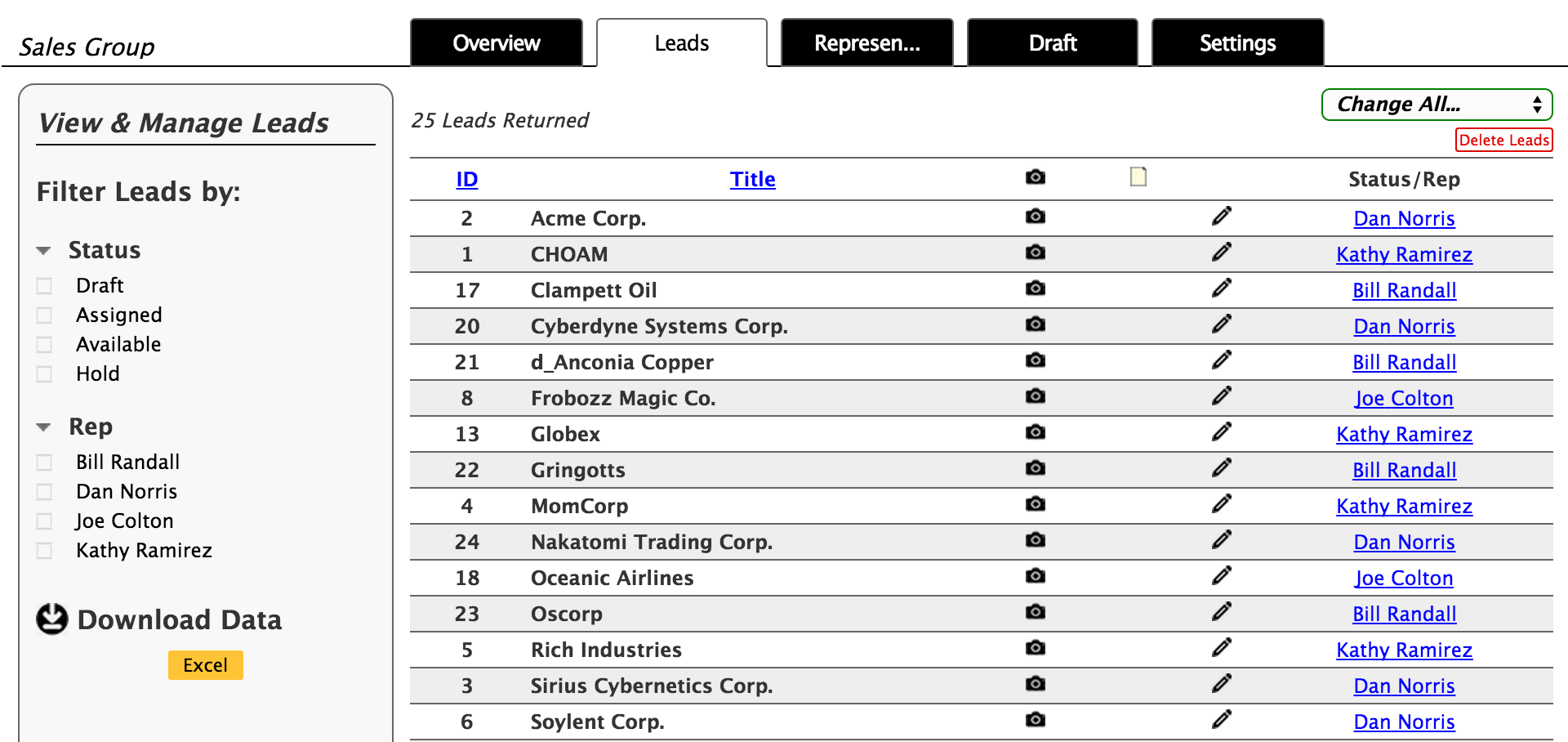 Draft Sales Leads and Accounts | OnlineDraft