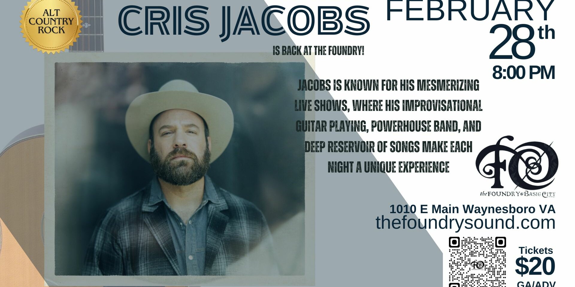 Cris Jacobs, Friday, February 28, 2025, 8:00pm | The Foundry ...