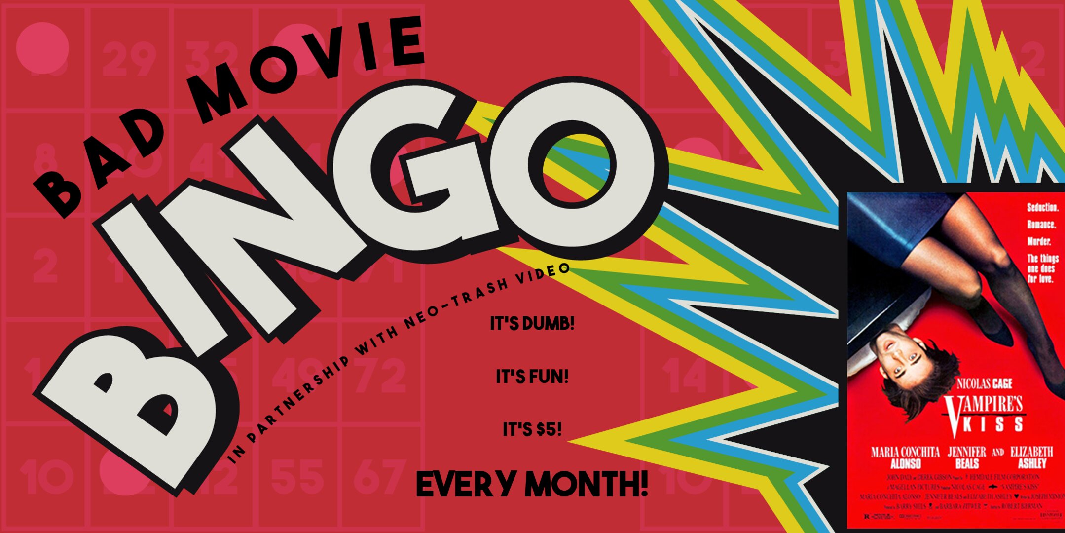 BAD MOVIE BINGO: Vampire's Kiss, Monday, February 23, 2026, 7:30pm ...