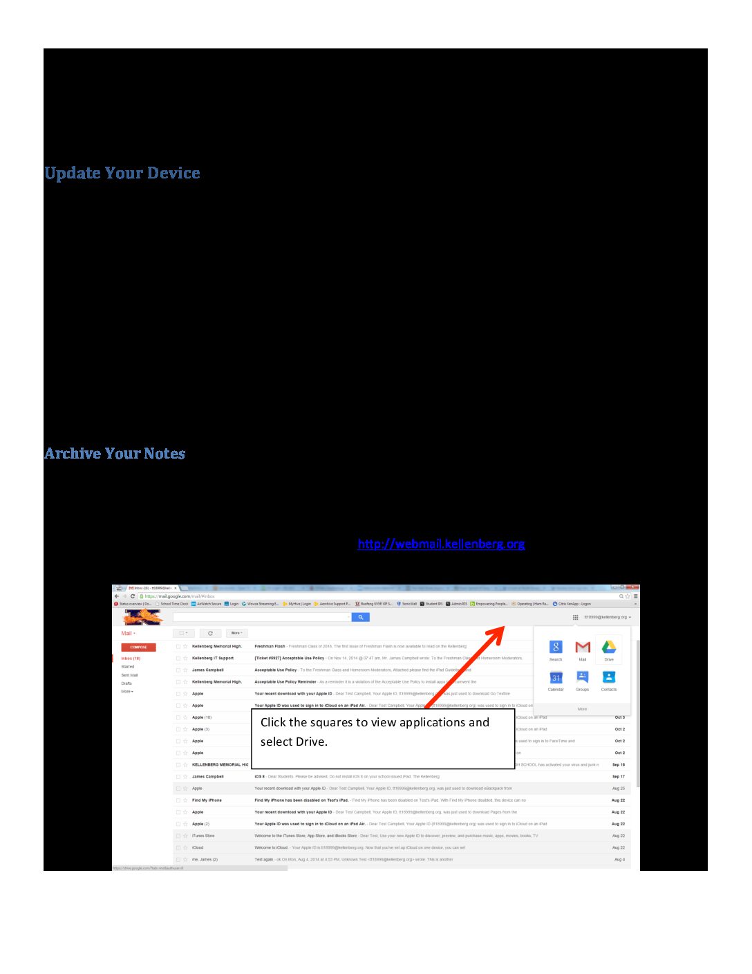 IOS 8 Update and Archive Notes – Kellenberg Memorial High School