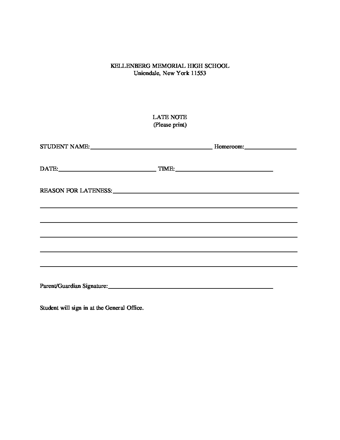 Late note – Kellenberg Memorial High School