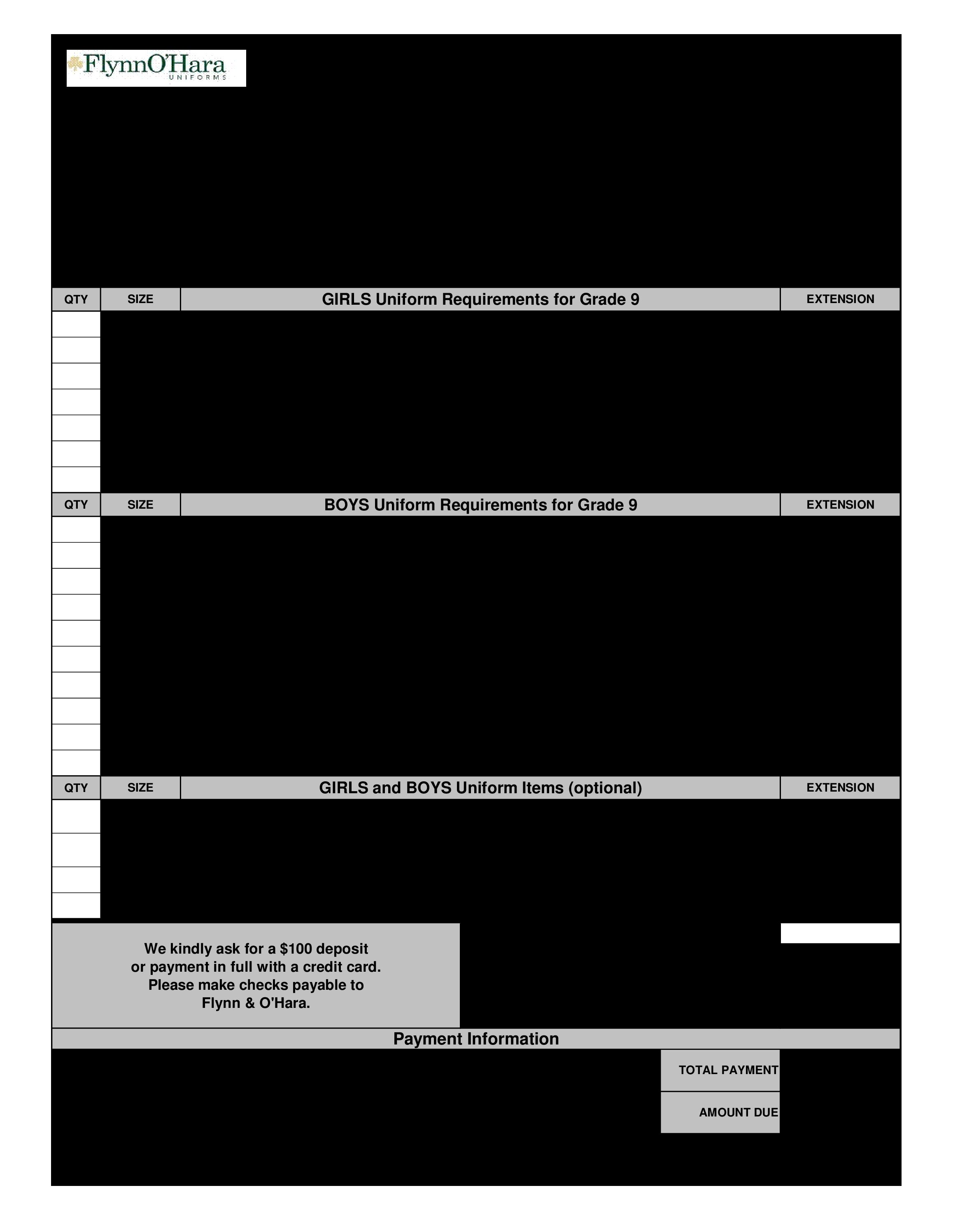 Kellenberg HS Freshman Uniform Order Form 2015 – Kellenberg Memorial ...
