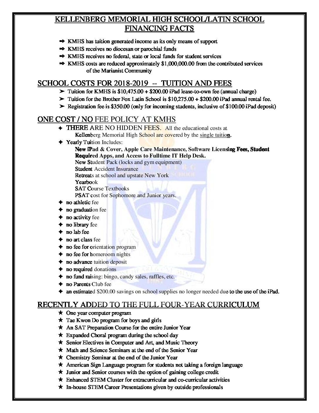 Financing Facts-High School & Latin School 2018-2019 – Kellenberg ...