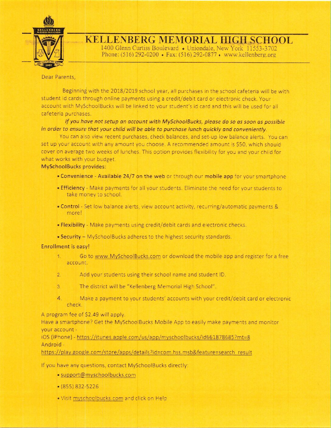 MySchoolBucks – Kellenberg Memorial High School