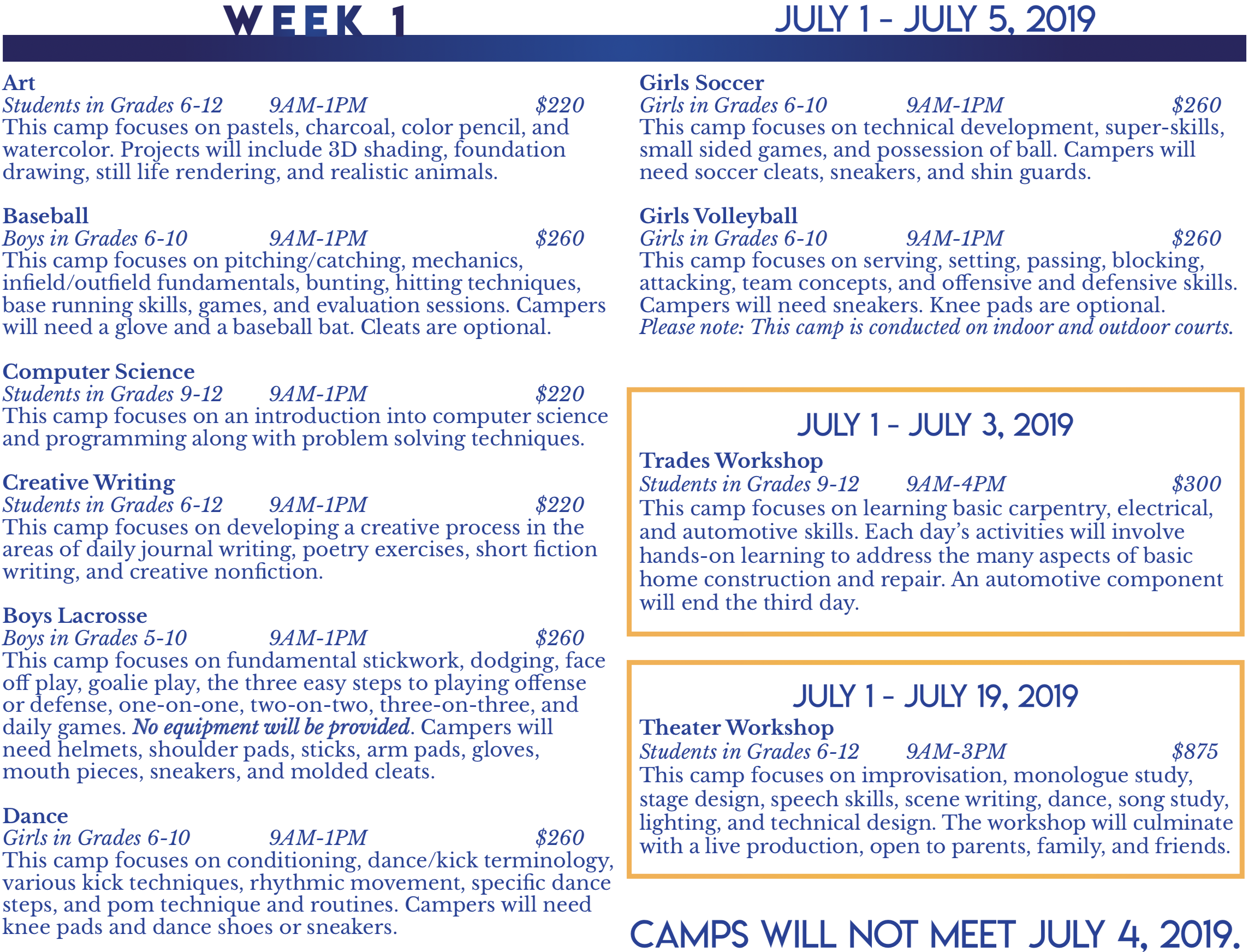 Camp-week-1 – Kellenberg Memorial High School