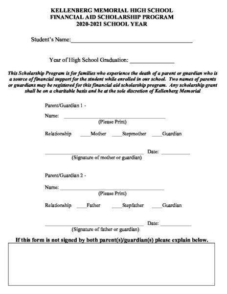 Financial Aid Scholarship Form 2020-2021 revised – Kellenberg Memorial High School