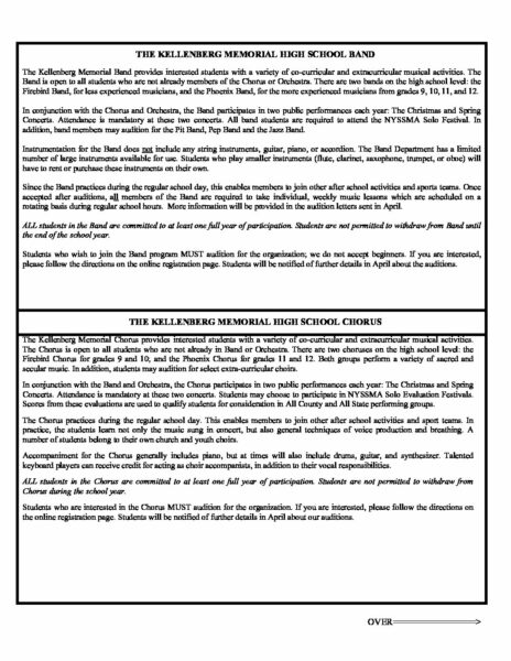 Music Information – High School 2020-2021 – Kellenberg Memorial High School