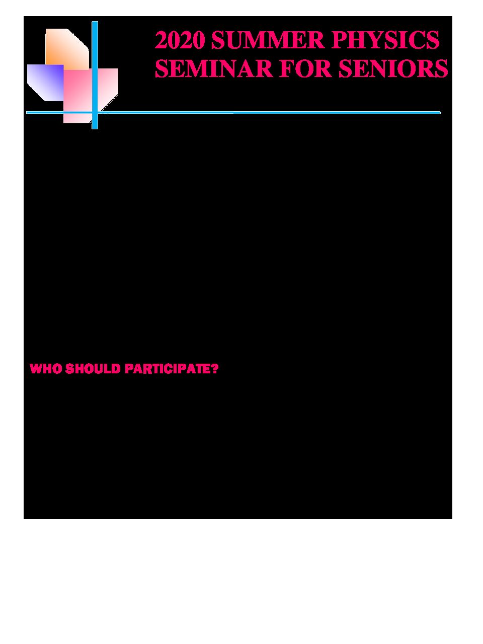 Physics Seminar Brochure -2020 – Kellenberg Memorial High School