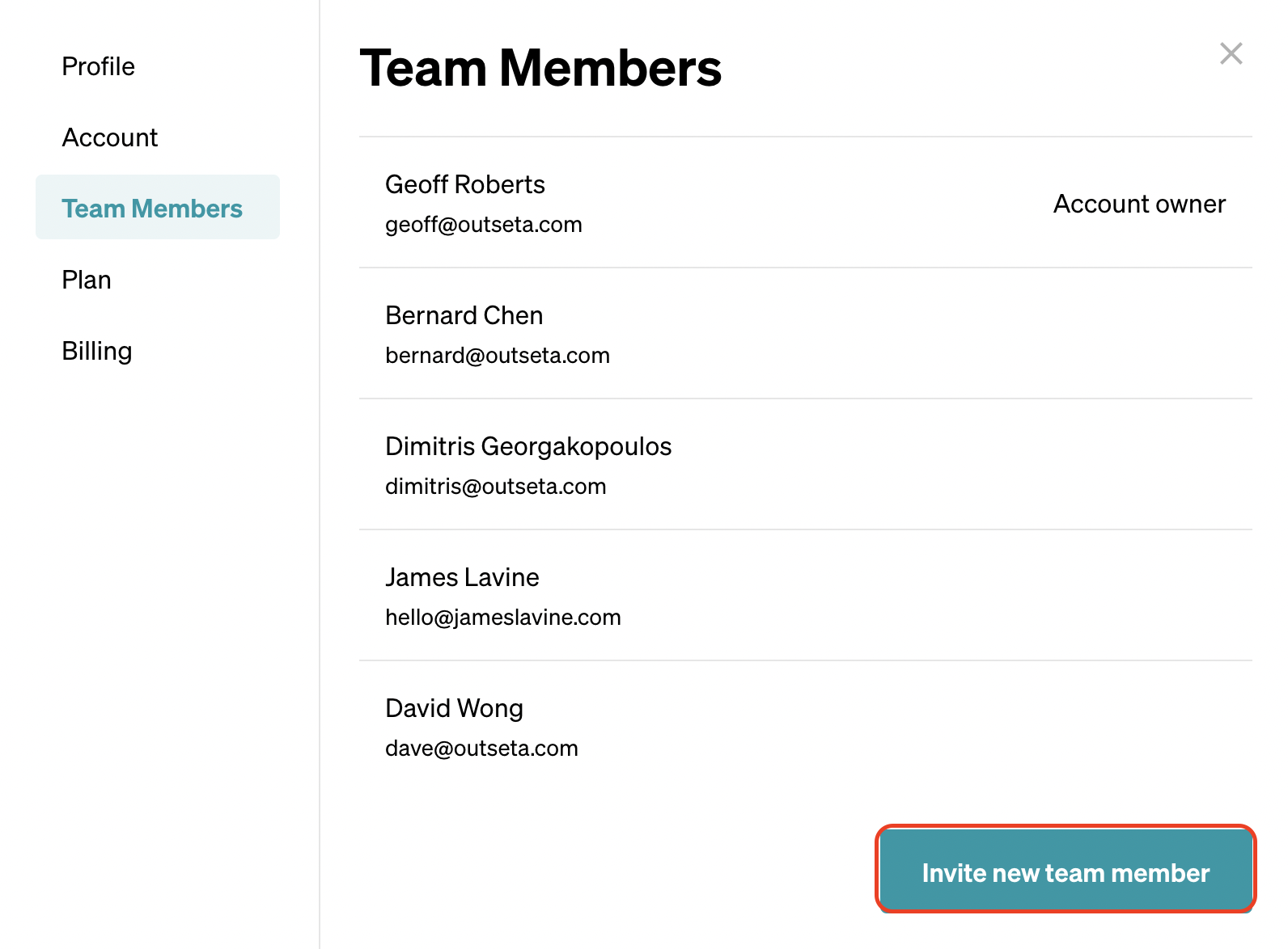 Invite team members (add new users) to your account | Outseta Knowledge ...