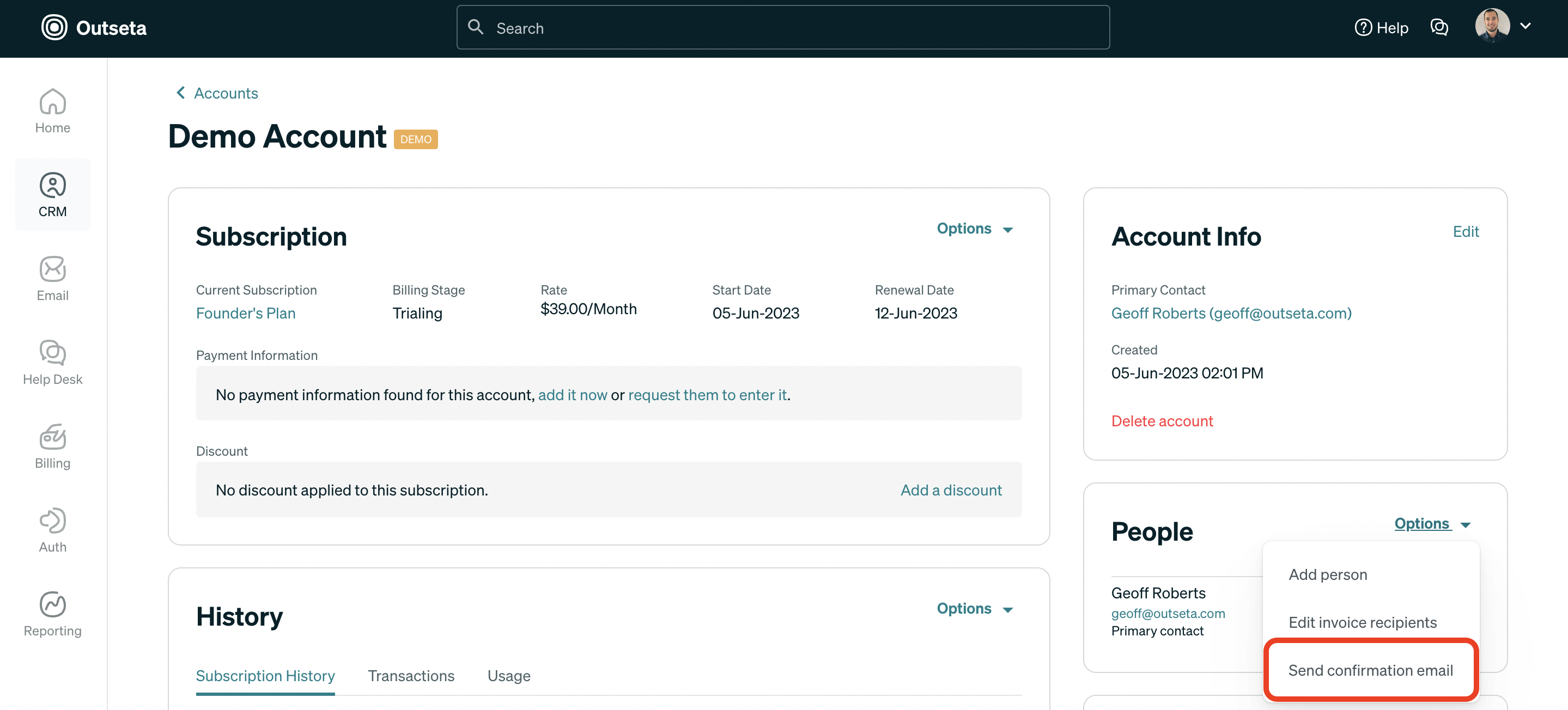 Providing demo accounts or free access to paid plans | Outseta Knowledge Base