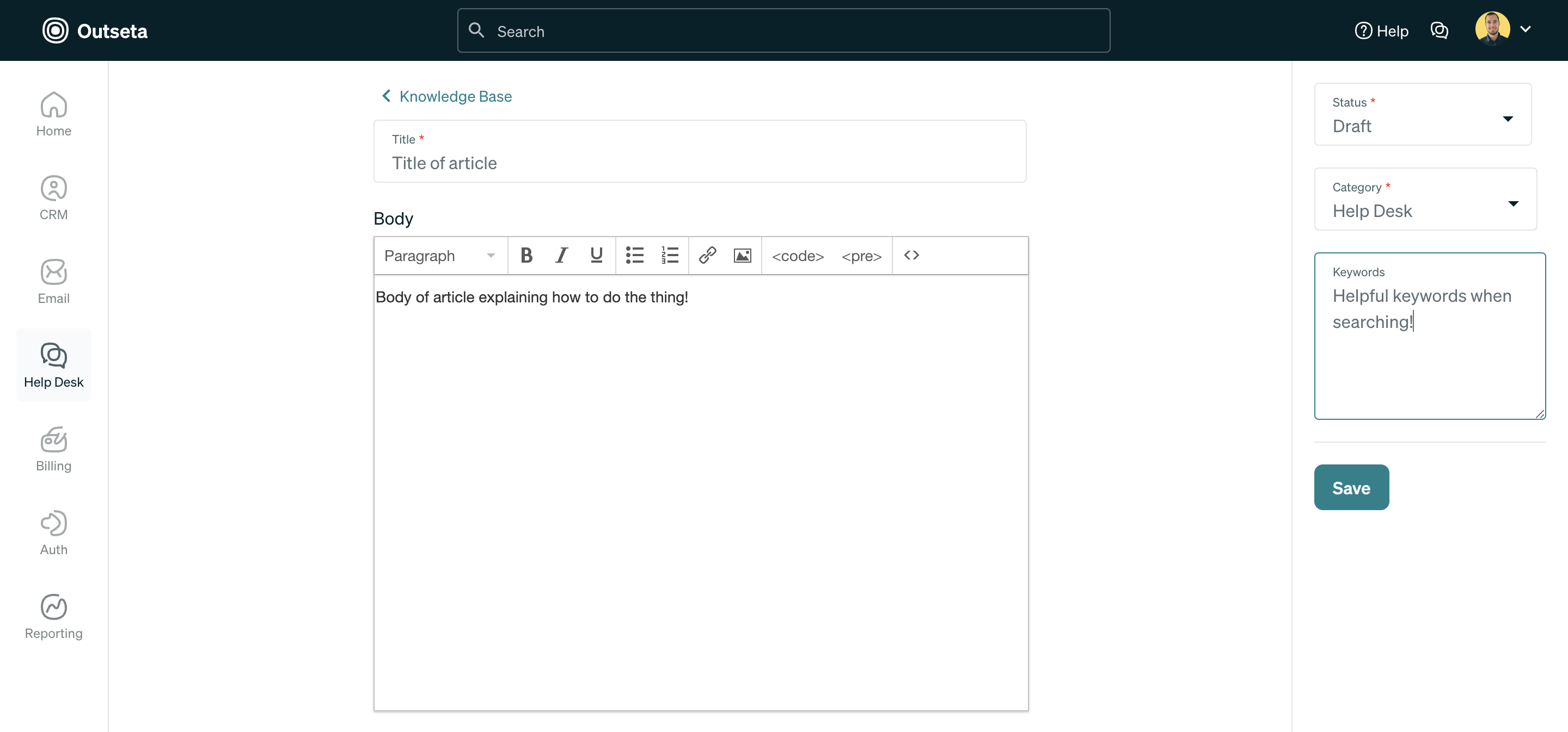 Publish a knowledge base article | Outseta Knowledge Base