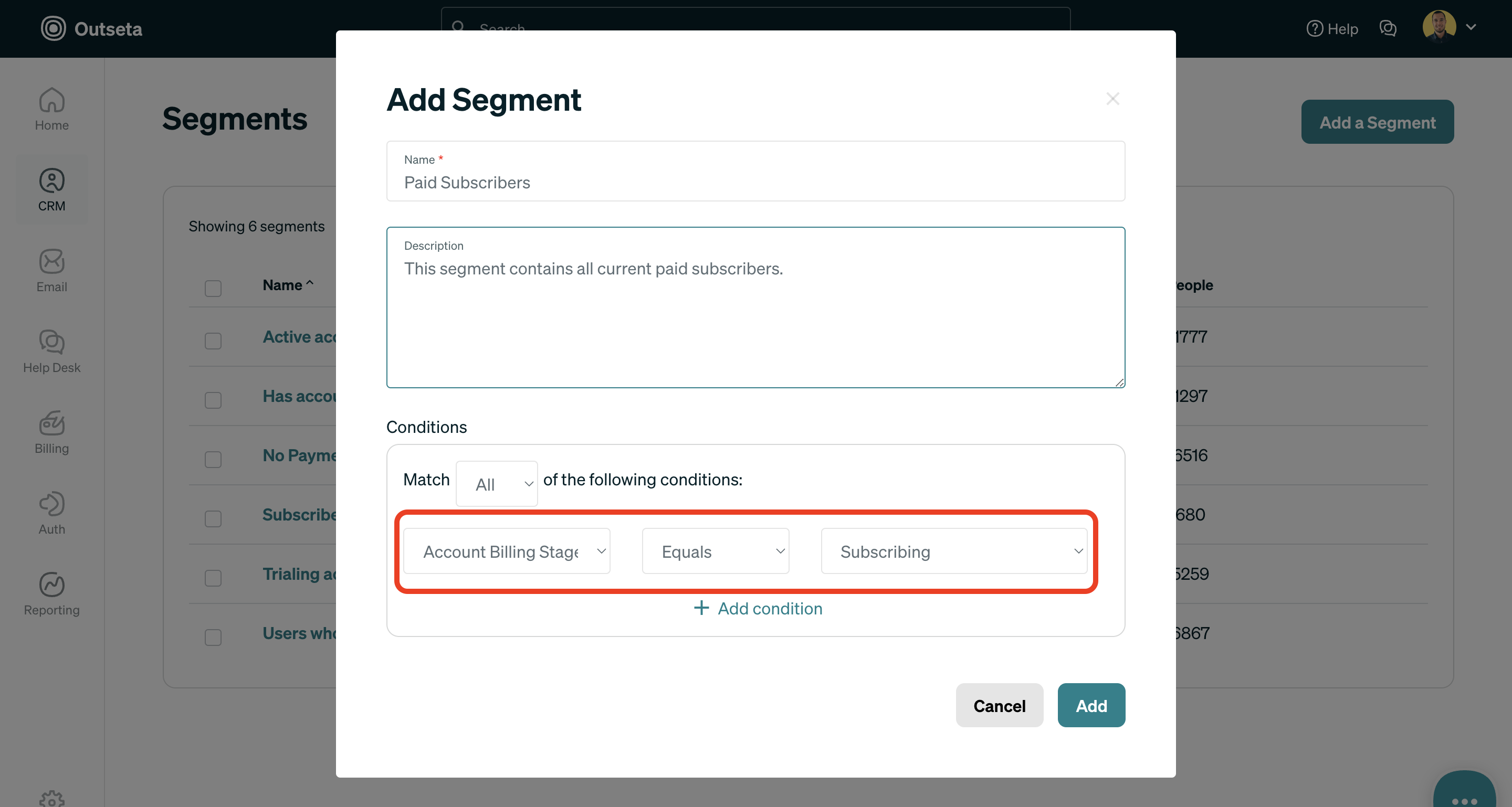 Segments | Outseta Knowledge Base