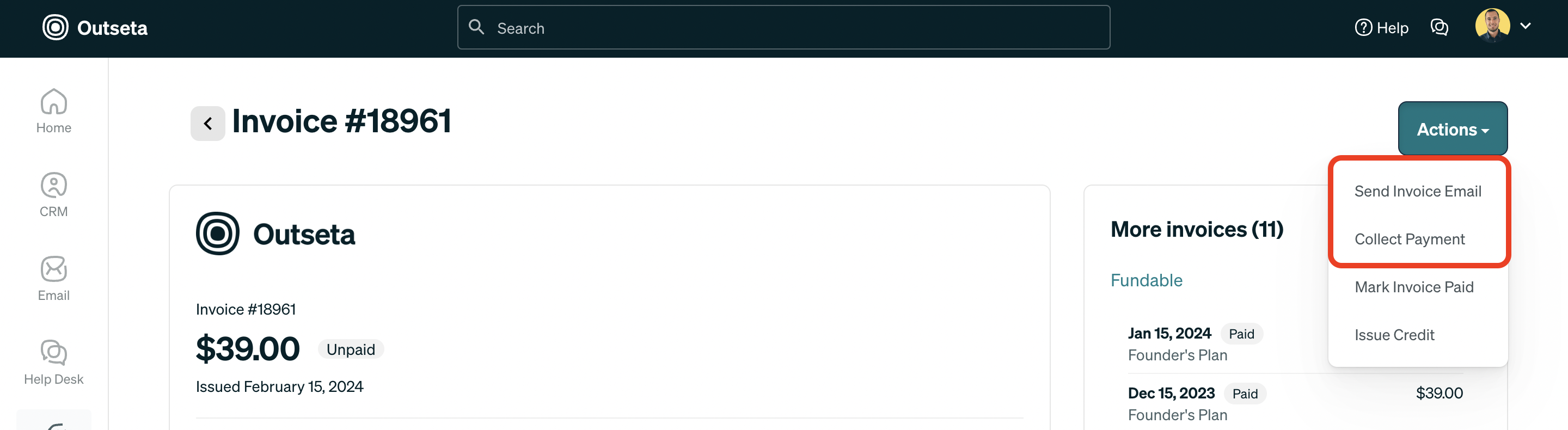 Manually creating invoices | Outseta Knowledge Base