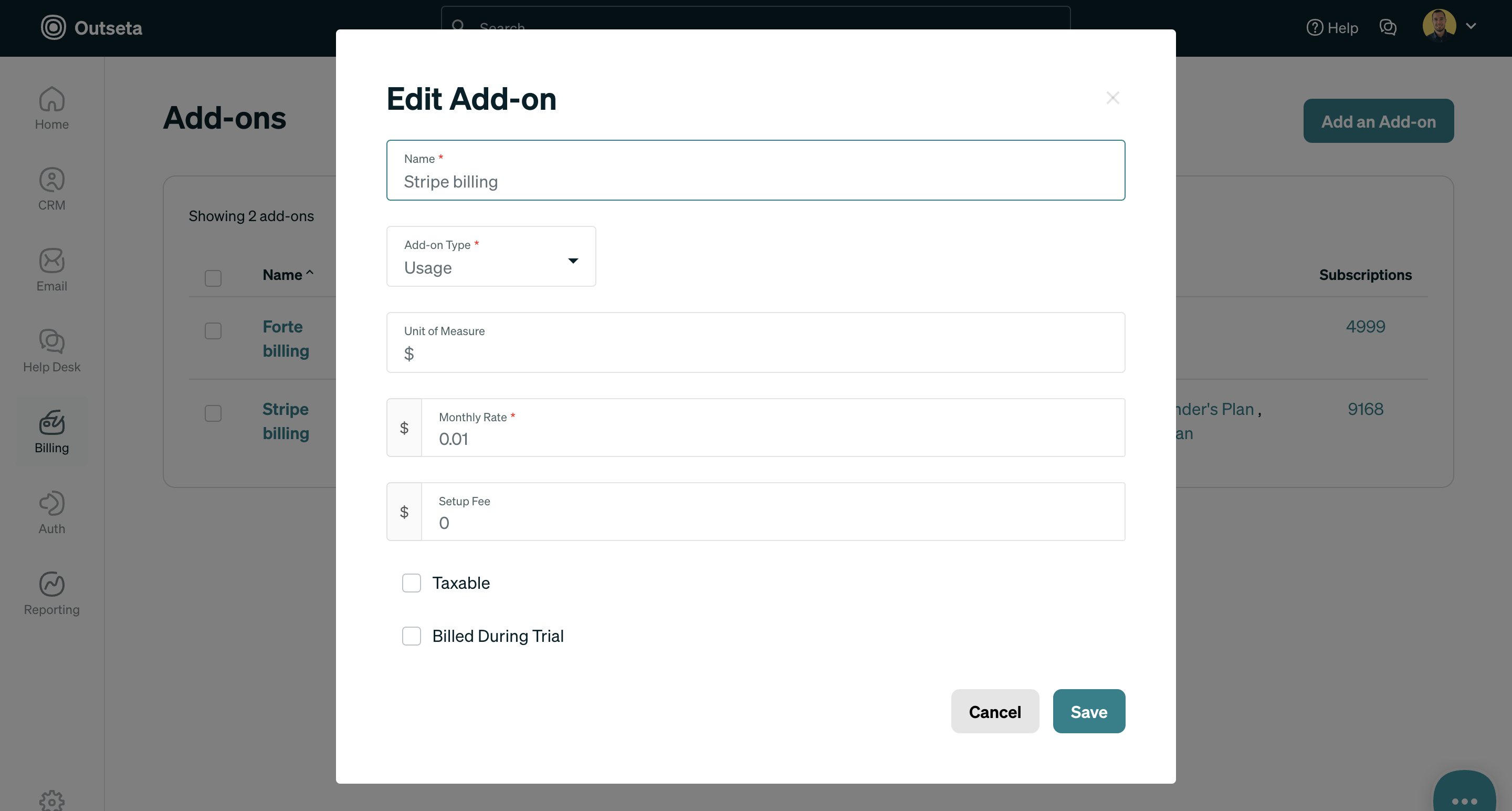 Usage-based (metered) pricing | Outseta Knowledge Base