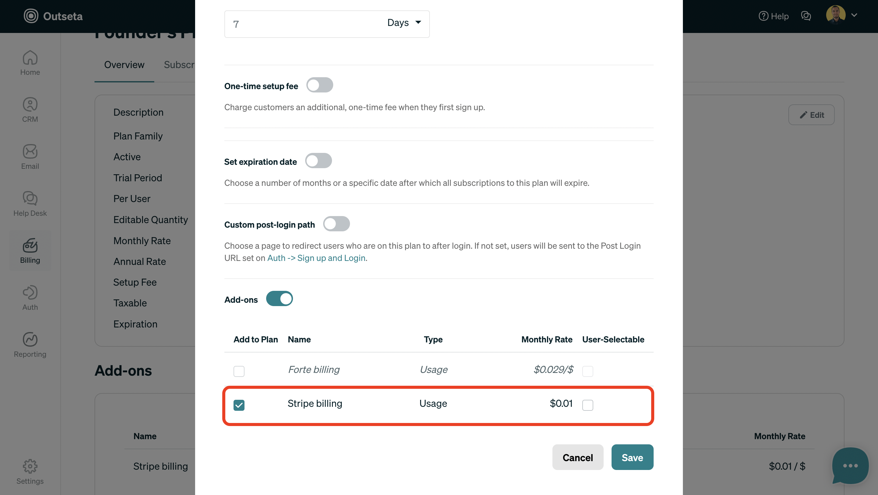 Usage-based (metered) pricing | Outseta Knowledge Base