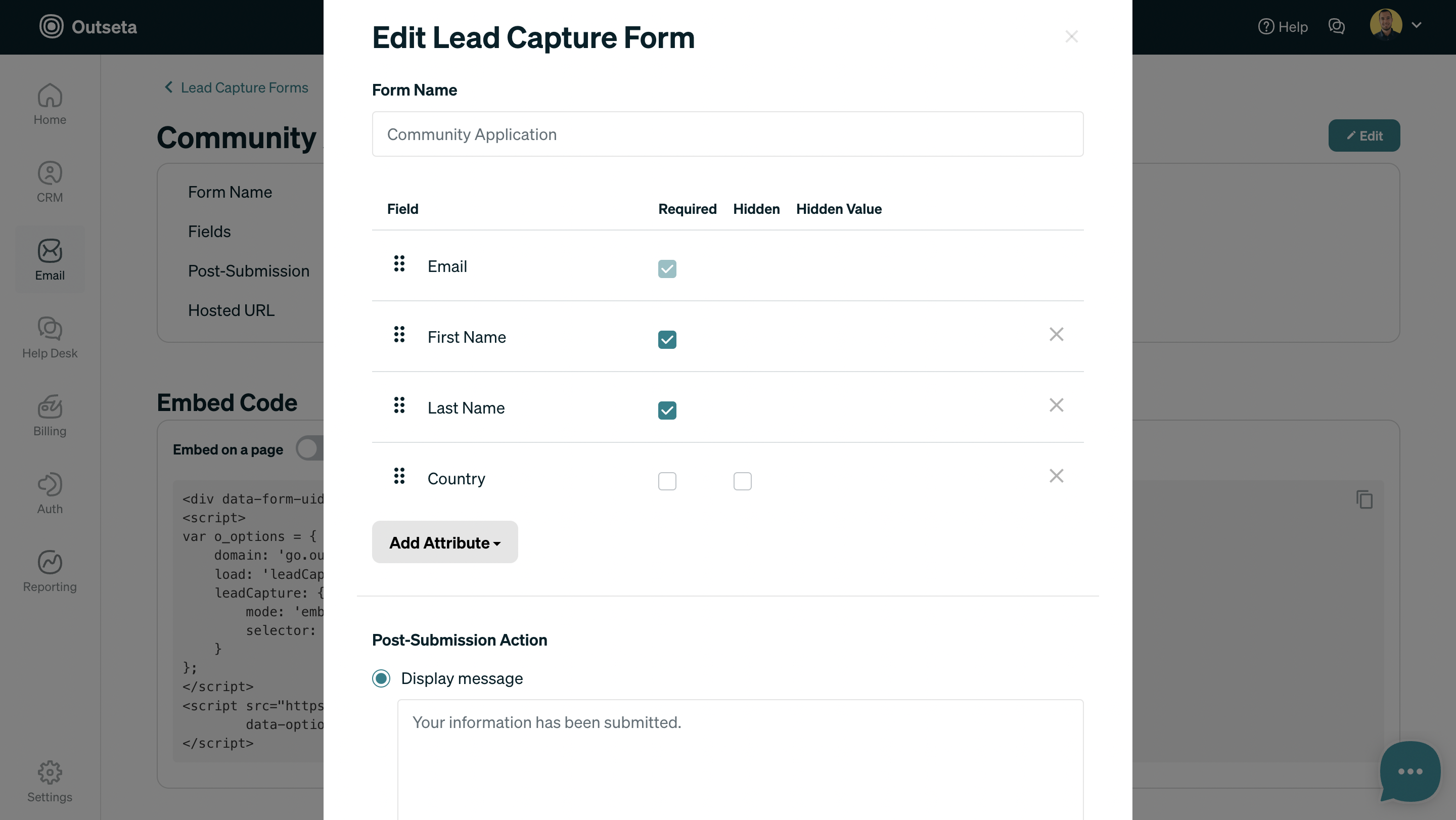 Integrate lead capture forms | Outseta Knowledge Base