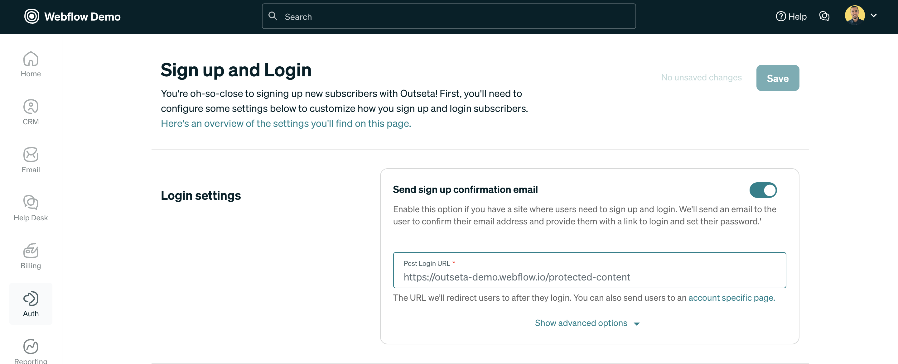 Configure your sign up and login settings | Outseta Knowledge Base