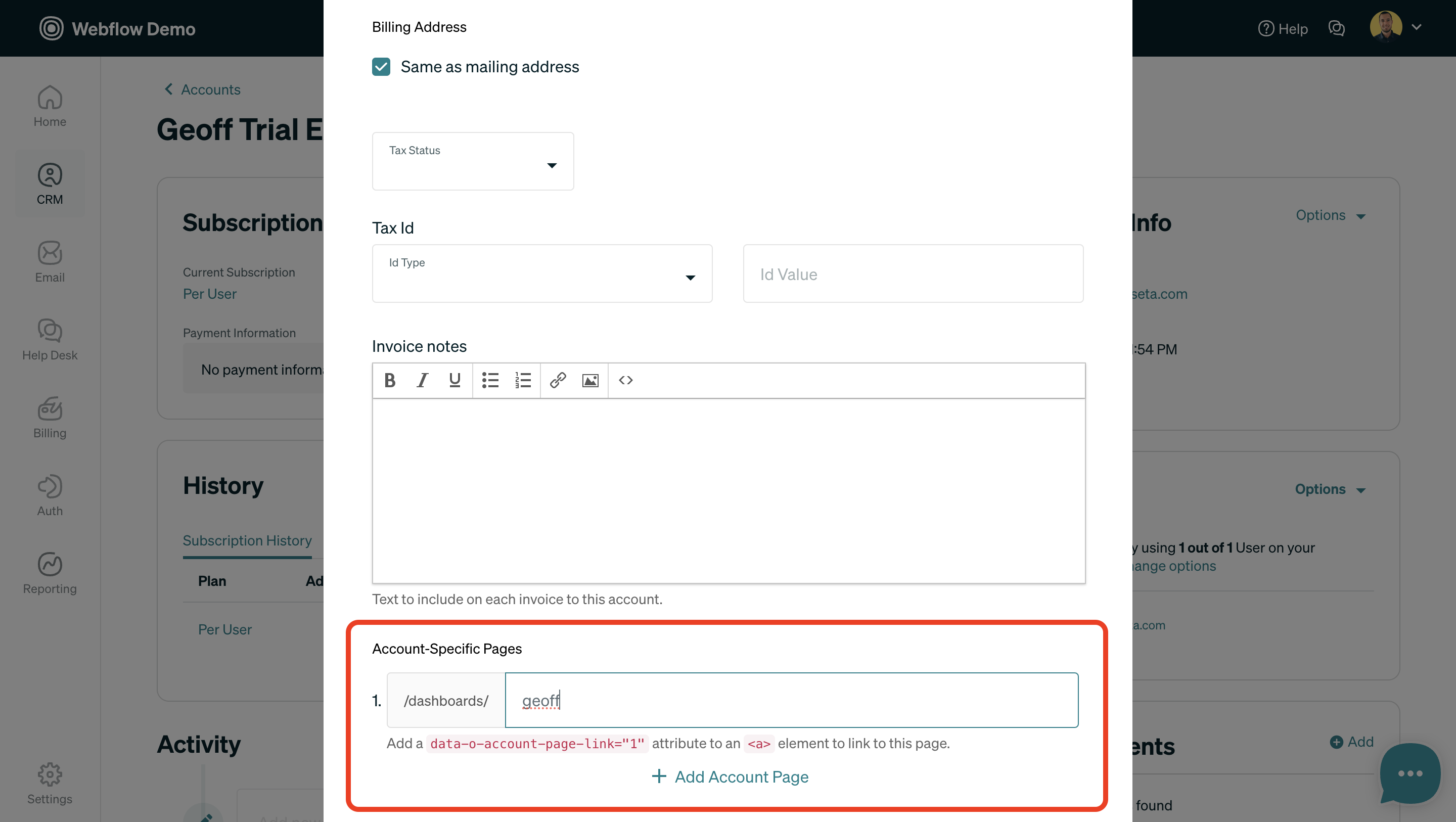 Manually create account specific pages | Outseta Knowledge Base