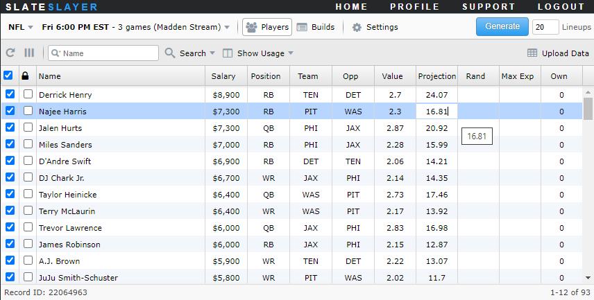 How to Edit Player Projections and Attributes | Slate Slayer Knowledge Base