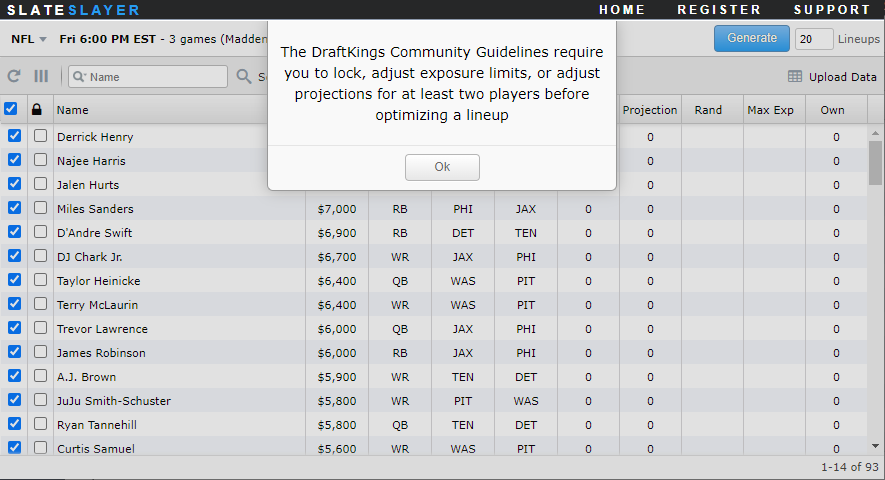 How to Generate Lineups | Slate Slayer Knowledge Base