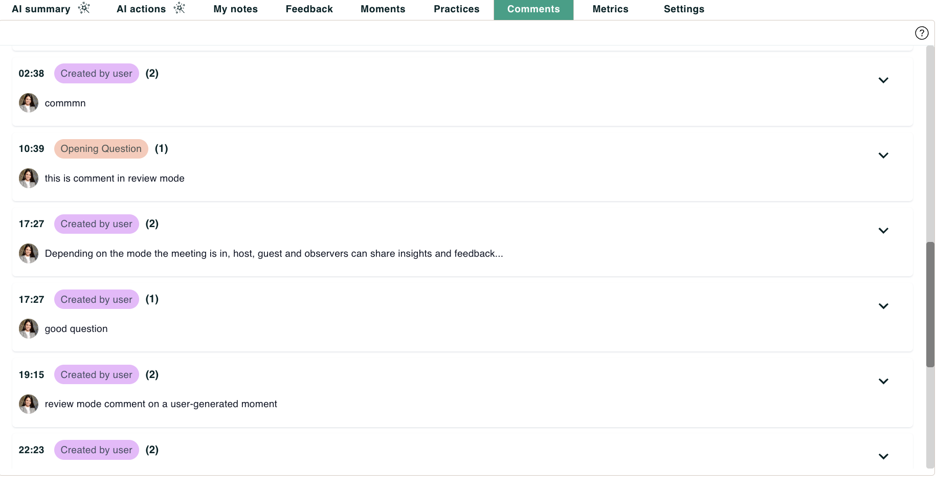 The Comments Tab | Ovida Knowledge Base