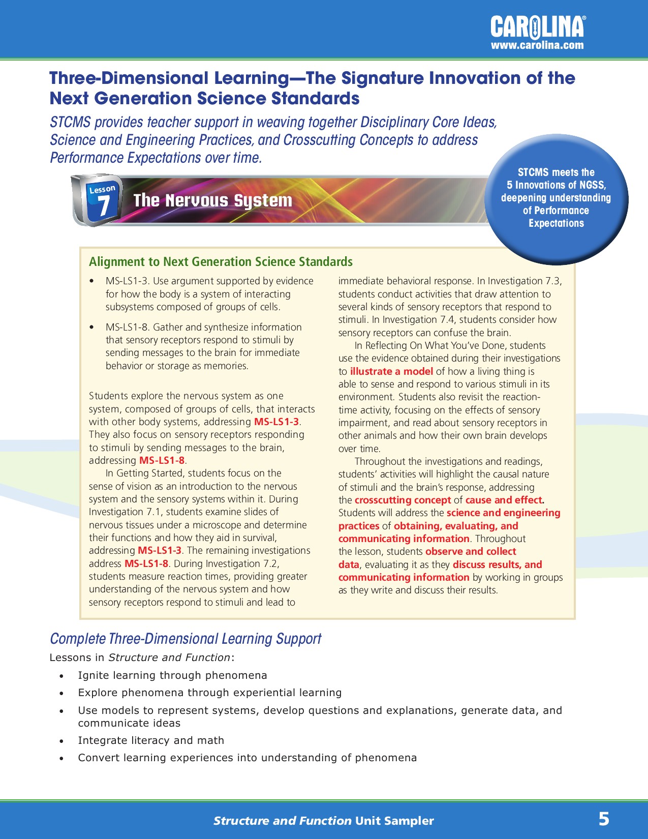 Structure and Function Sampler, Grades 6-8 - Powered by PageTurnPro.com