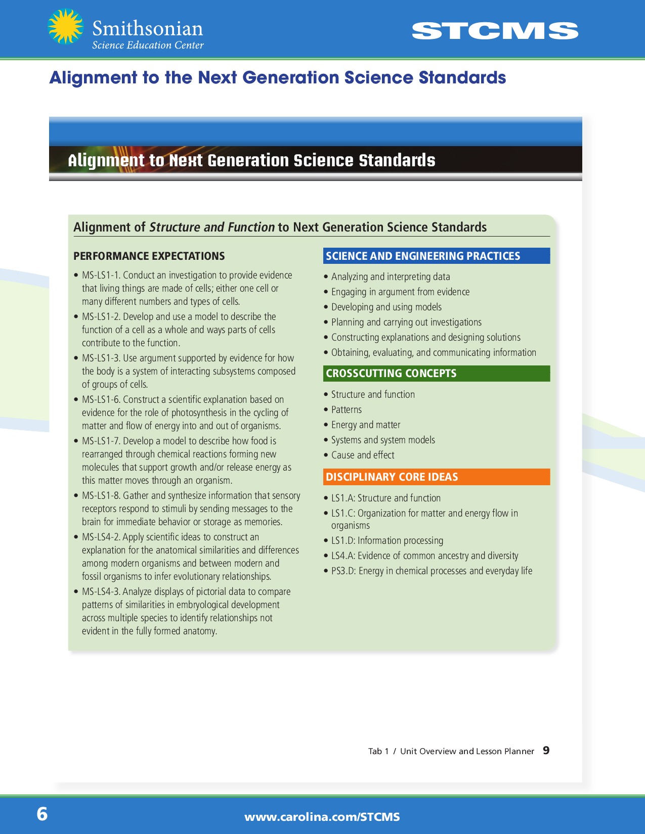 Structure and Function Sampler, Grades 6-8 - Powered by PageTurnPro.com