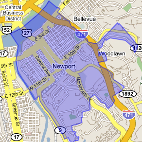Newport Kentucky City Map