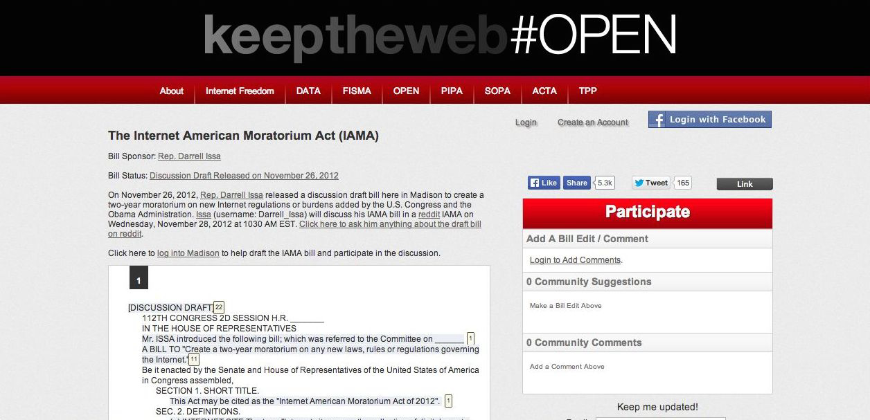 Project Madison - Crowdsourcing Online Feedback on US Legislation – Participedia