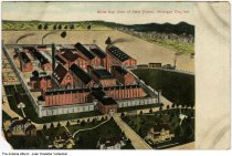 Artwork showing a birds'-eye view of the State Prison, Michigan City ...