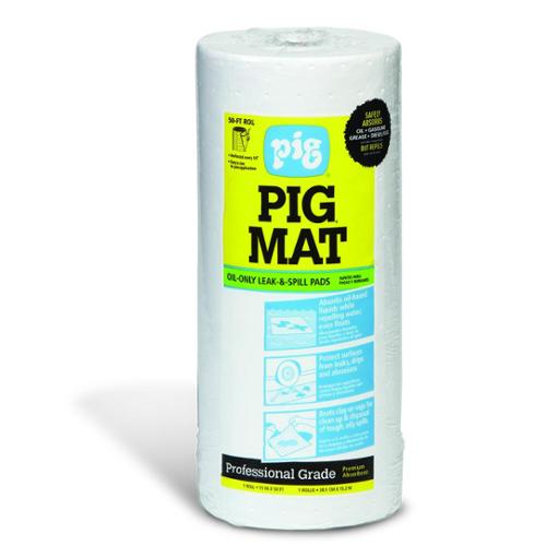 PIG WTR-RPL OIL-ABS MAT; 50FTX15IN LT-WT ROL