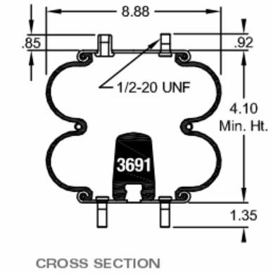 AIR SPRING / AIR BAG ASSEMBLY AUXILIARY OR TAG AXLE CONVOLUTED STYLE