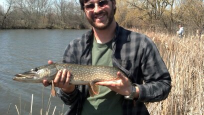 Caught a Northern Pike on Busse Lake using a Brown/orange Twister Tail