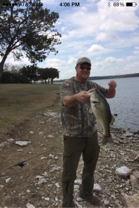 Caught a Largemouth Bass on Benbrook Lake using a Berkeley power worm