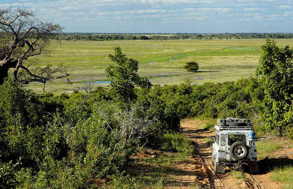 4x4 safari beside Chobe floodplains in Chobe National Park, Botswana